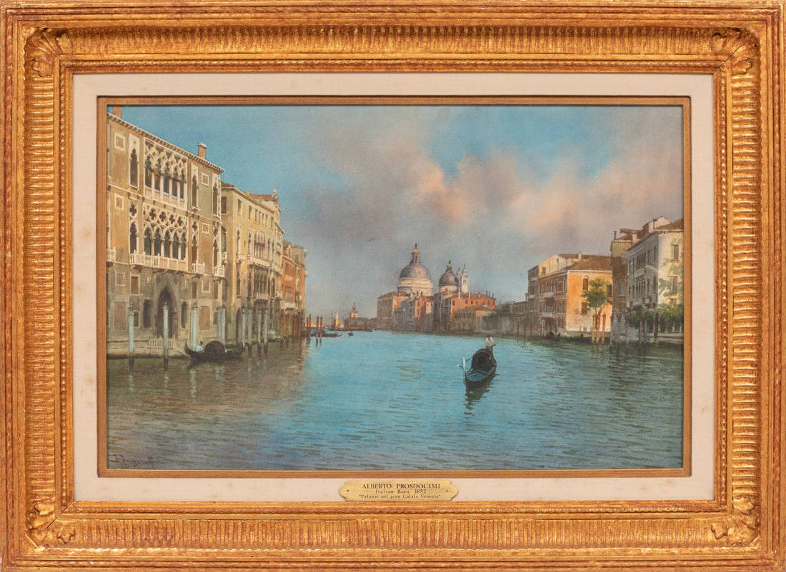 Alberto Prosdocimi, Italian 1852-1925, "palazzi Nel Canale Grande ...