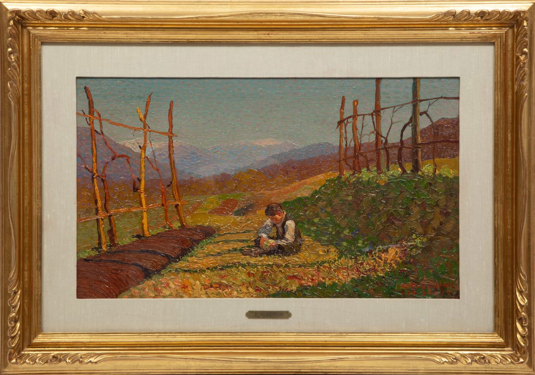Oreste Albertini, Italian 1887-1953, "young Boy In A Landscape", Oil On ...