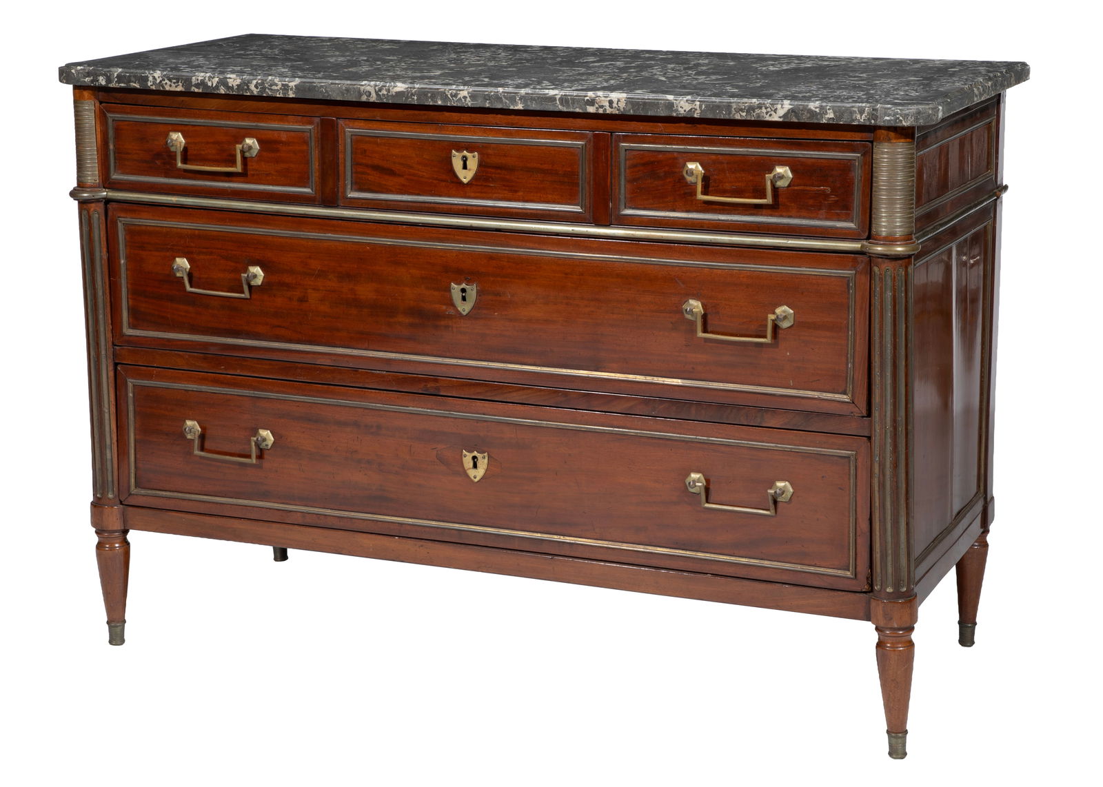 Louis Xvi Brass Mounted Mahogany Commode Auction