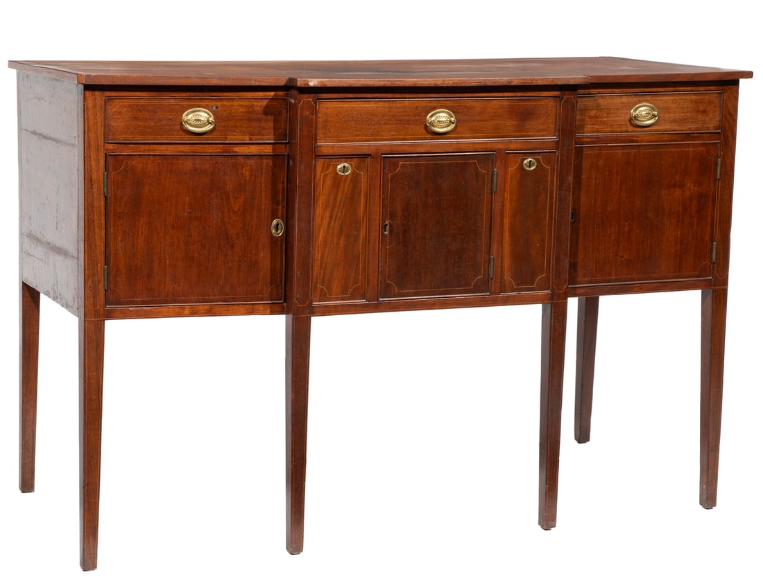 Southern Federal String Inlaid Mahogany Breakfront Sideboard Auction