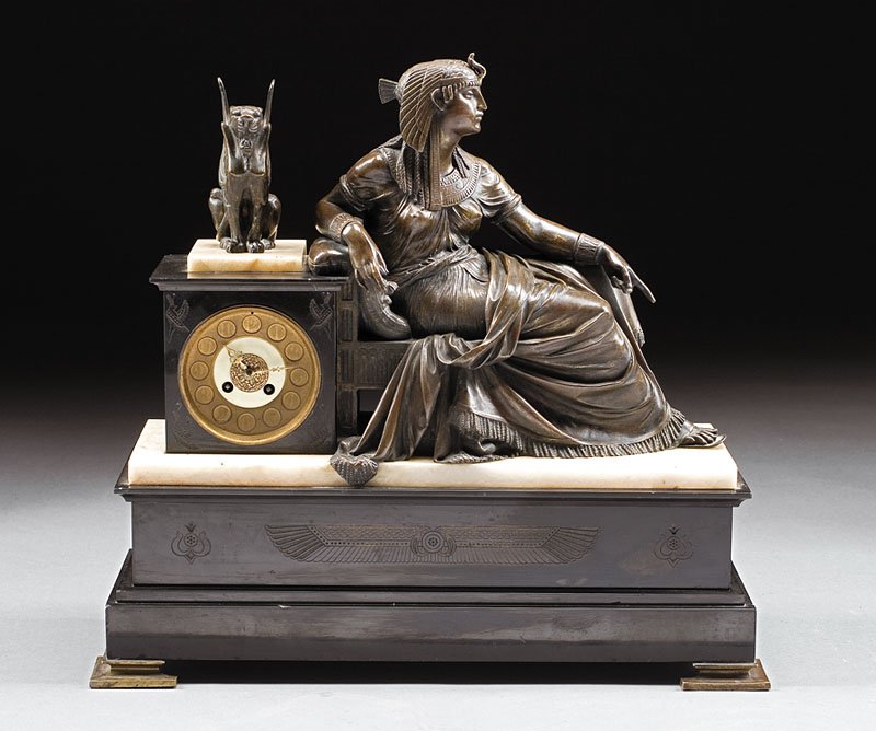 A Egyptian Revival Bonnet & Pottier Clock - Sep 14, 2013 | Neal Auction ...