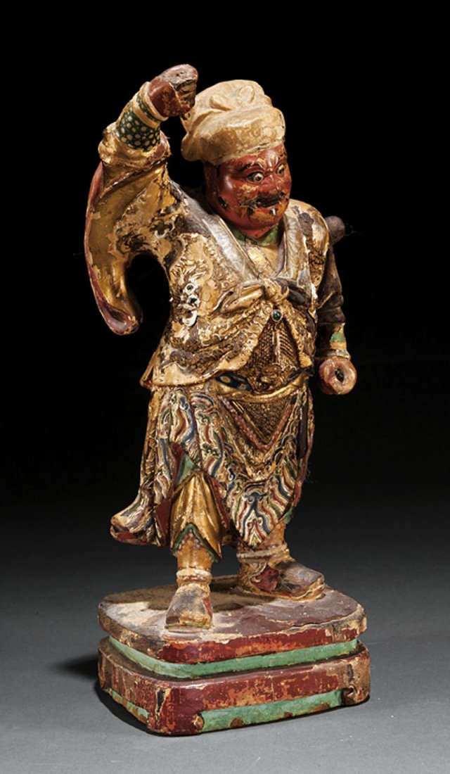 A Chinese Wood Figure of Zhu Rong