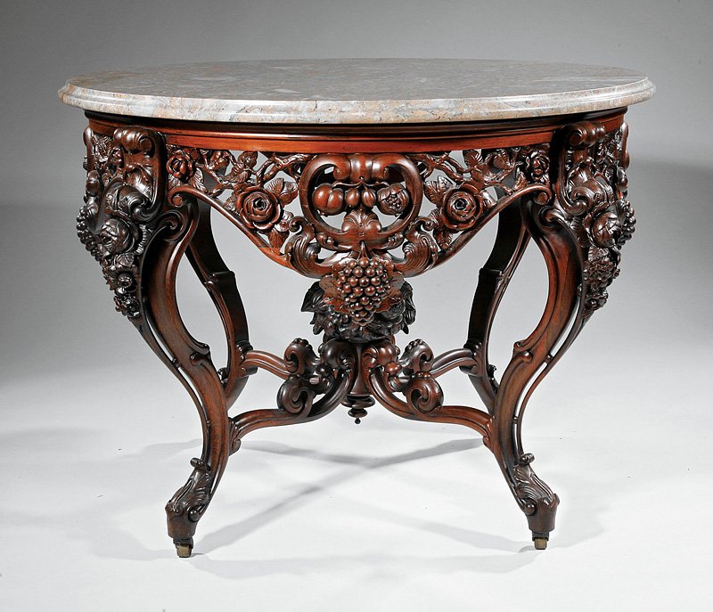 Carved, Laminated Rosewood Table, attr. Belter