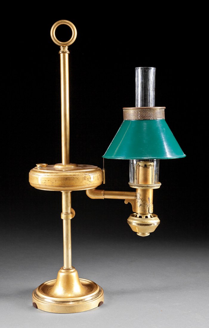 American Gilt Brass Student Argand Lamp