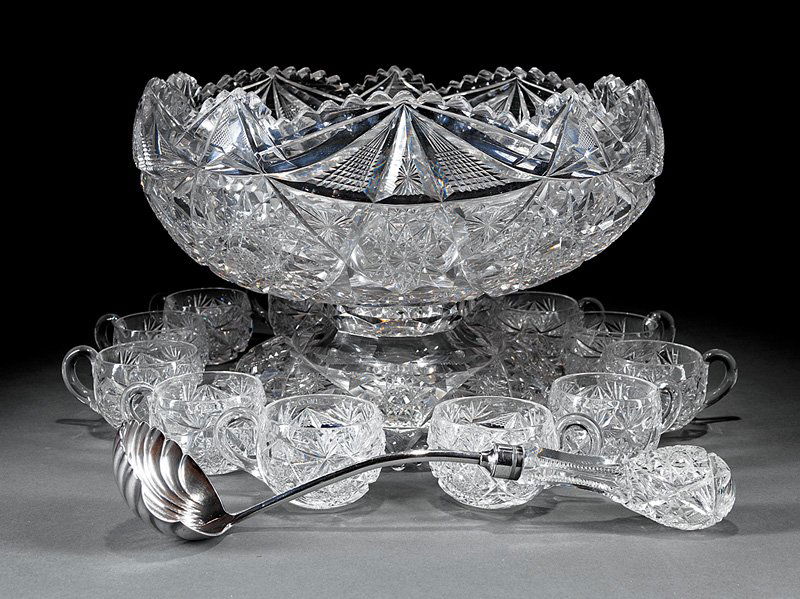 852: Cut glass punch bowl, Colonna, sgn Libbey, 14"DX 8 - Jun 07, 2008 ...