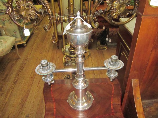 Late Georgian Sheffield Plate Argand Lamps : Lot 374