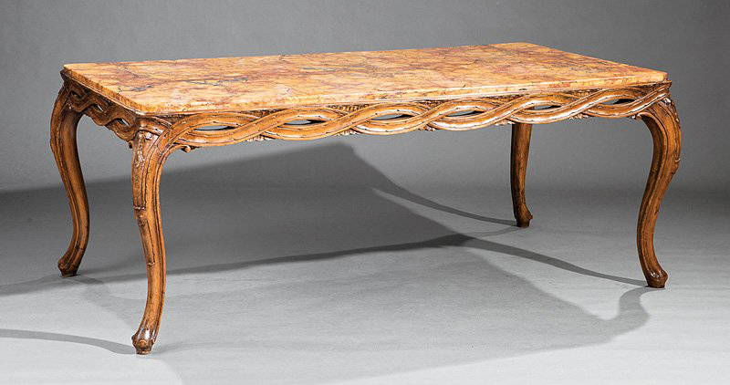 Italian Rococo Carved Walnut Dining Table