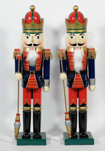 Pair, 36" Tall Wood Nutcracker Kings