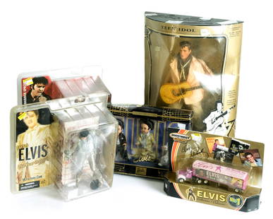 Group, 5 Vintage Elvis Collectibles New In Box