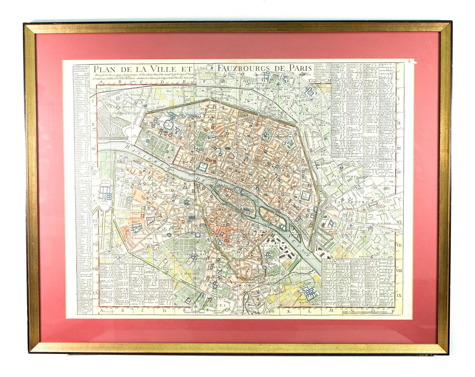 Delisle Map Of Paris, France, Hand Colored 1716