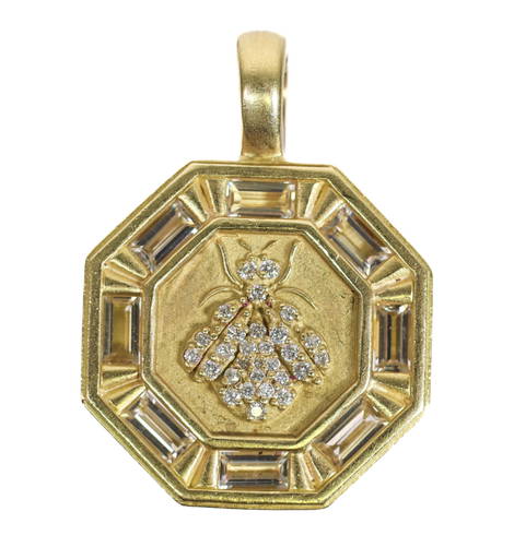 Slane & Slane 18k Yg & Diamond Bee Pendant