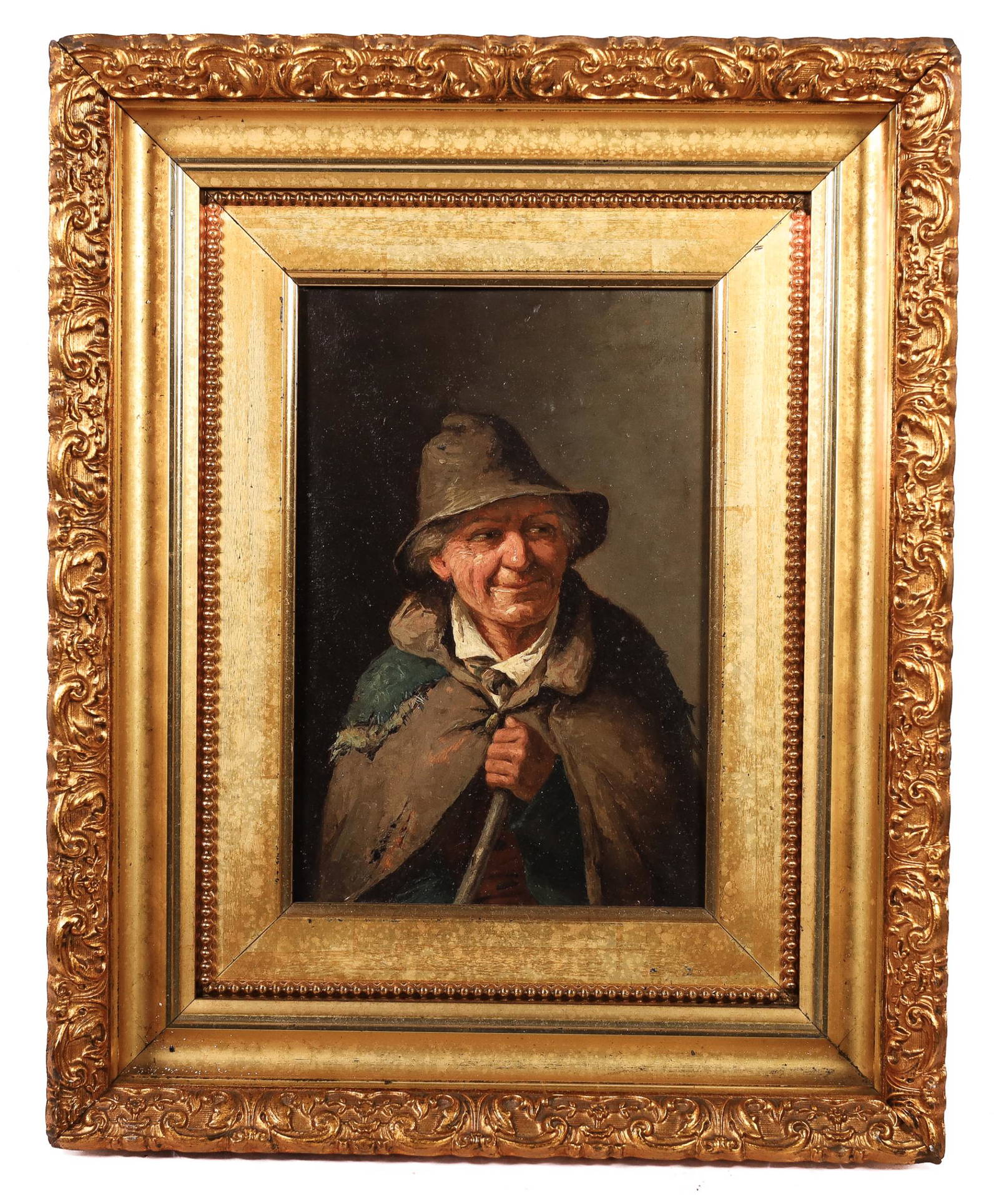 Antique German Portrait Of Man Oil Painting 12x14 Auction