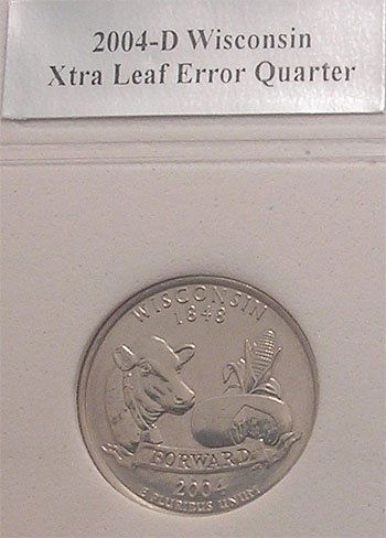 9224B: 2004-D Wisconsin Extra Leaf Error State Quarter