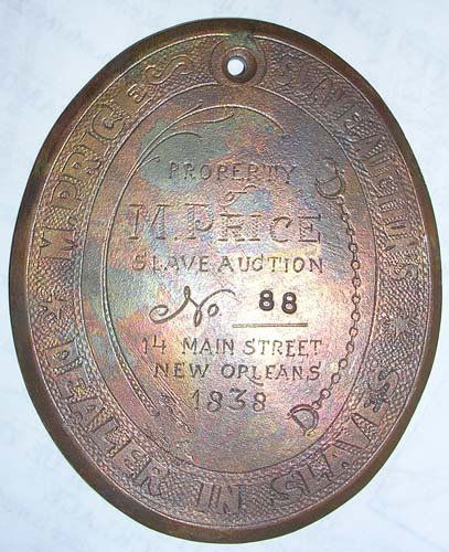 1771: AUTHENTIC SLAVE AUCTION SLAVE TAG circa 1838 8432