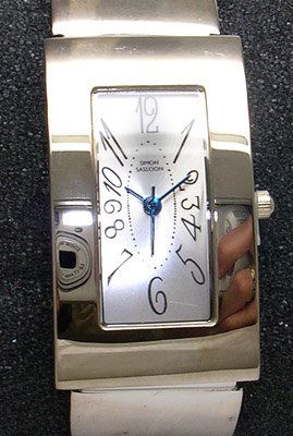 987: SSilver ladies Tank Simon Sassoon Watch