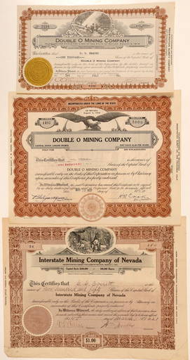 Black Rock And Pershing Mining Stock Certificates