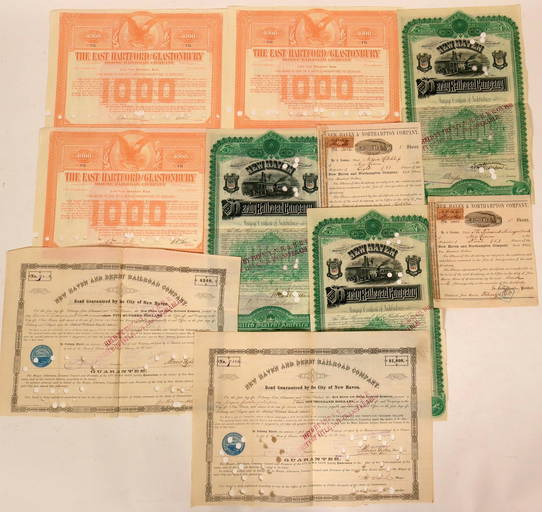 Connecticut Railroad Bonds (4) & Stocks (7) (115927)