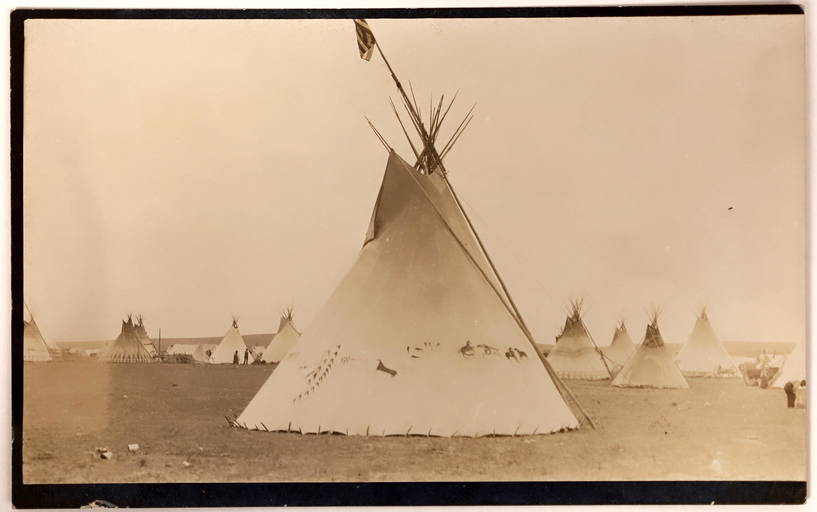 Native American Teepee W/ Pictographs Real Photo