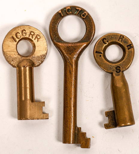 Railroad Lock Keys (3) W/coach Key From Illinois