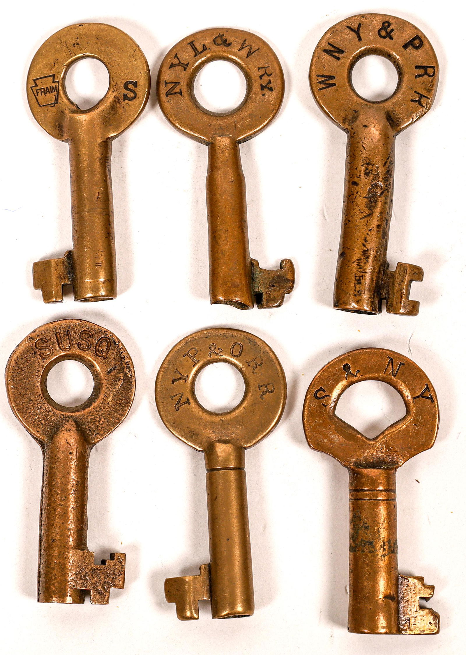 Railroad Lock Keys (6), Different New York