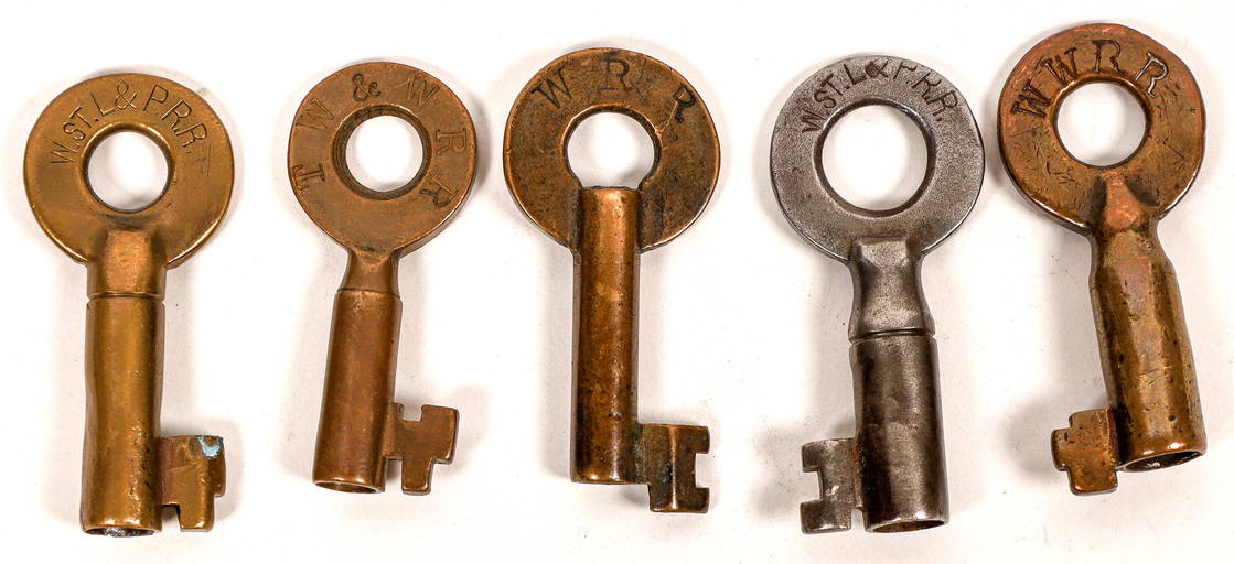 Railroad Lock Keys (5) For Wabash Rr Lines [138671]