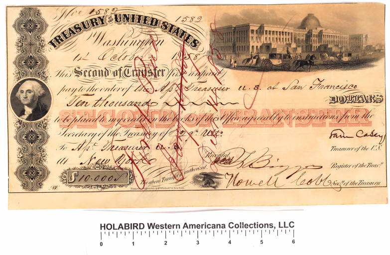 San Francisco US Treasury Exchange Signed by Howell Cobb [155400] - Dec ...