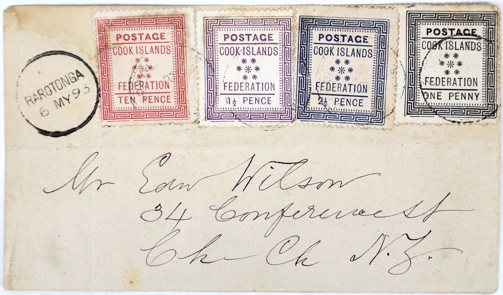Cook Islands To Christchurch Postal Cover [162322] Auction
