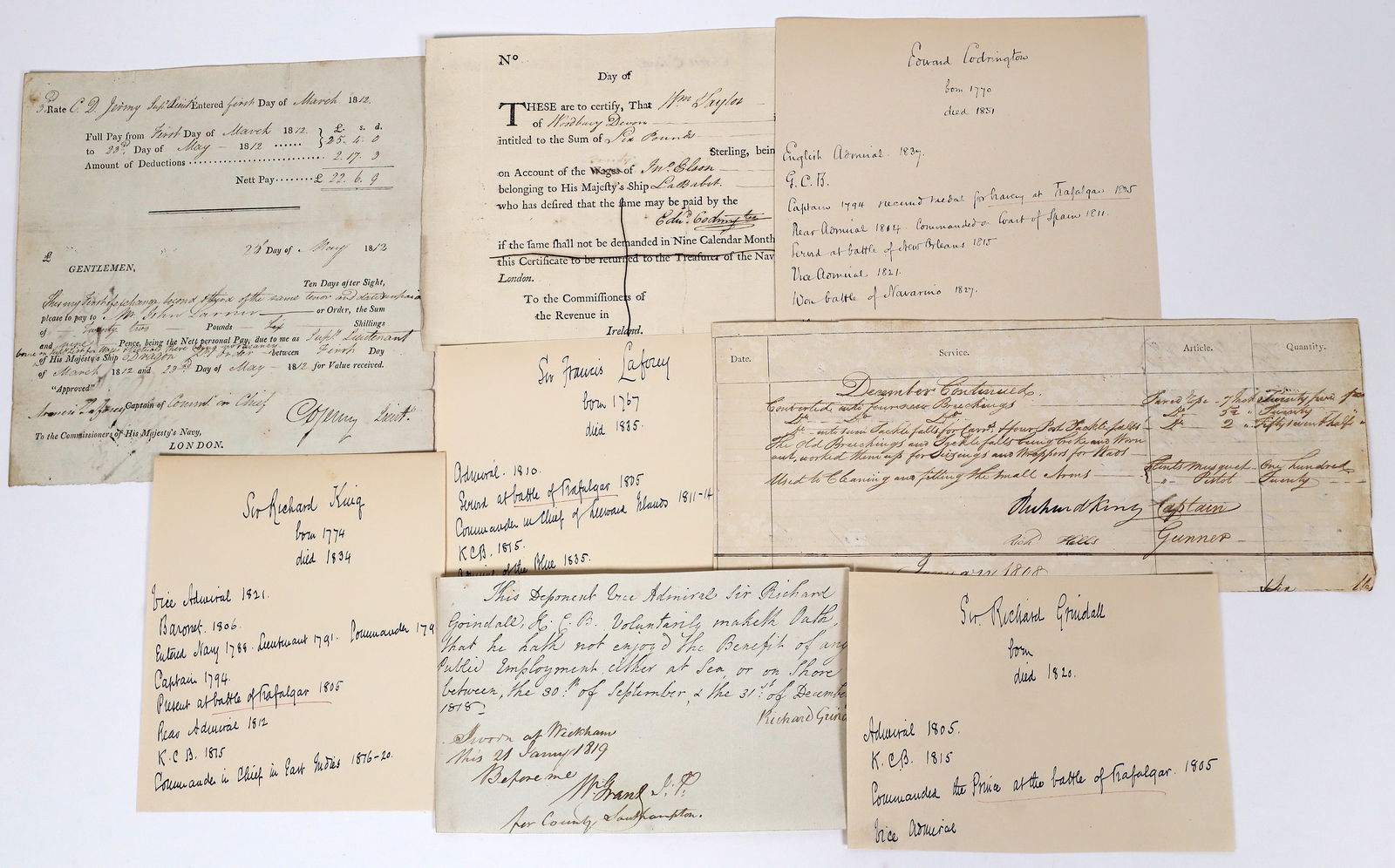 Battle Of Trafalgar Admirals, Commander In Chief Signatures [158346 ...