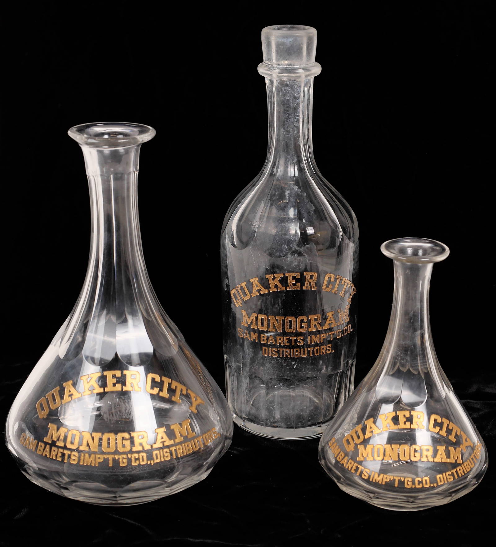Quaker City Whiskey Decanters, 2, And Back Bar Bottle [169151] Auction