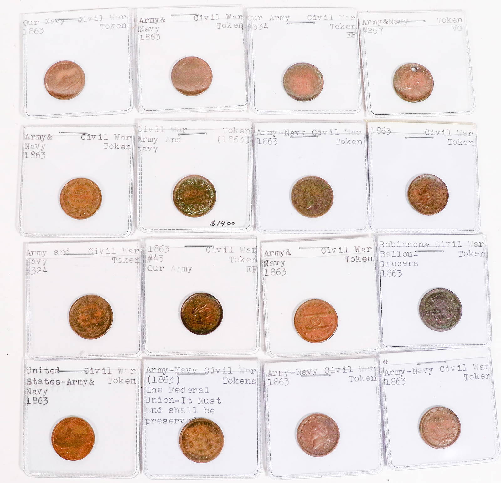 Army & Navy Civil War Tokens [169780] Auction