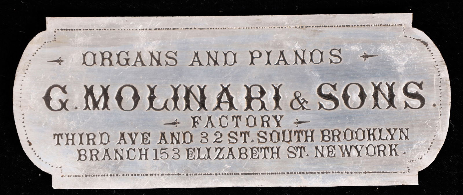 G. Molinari & Sons Piano Factory Metal Sign [175173] Auction
