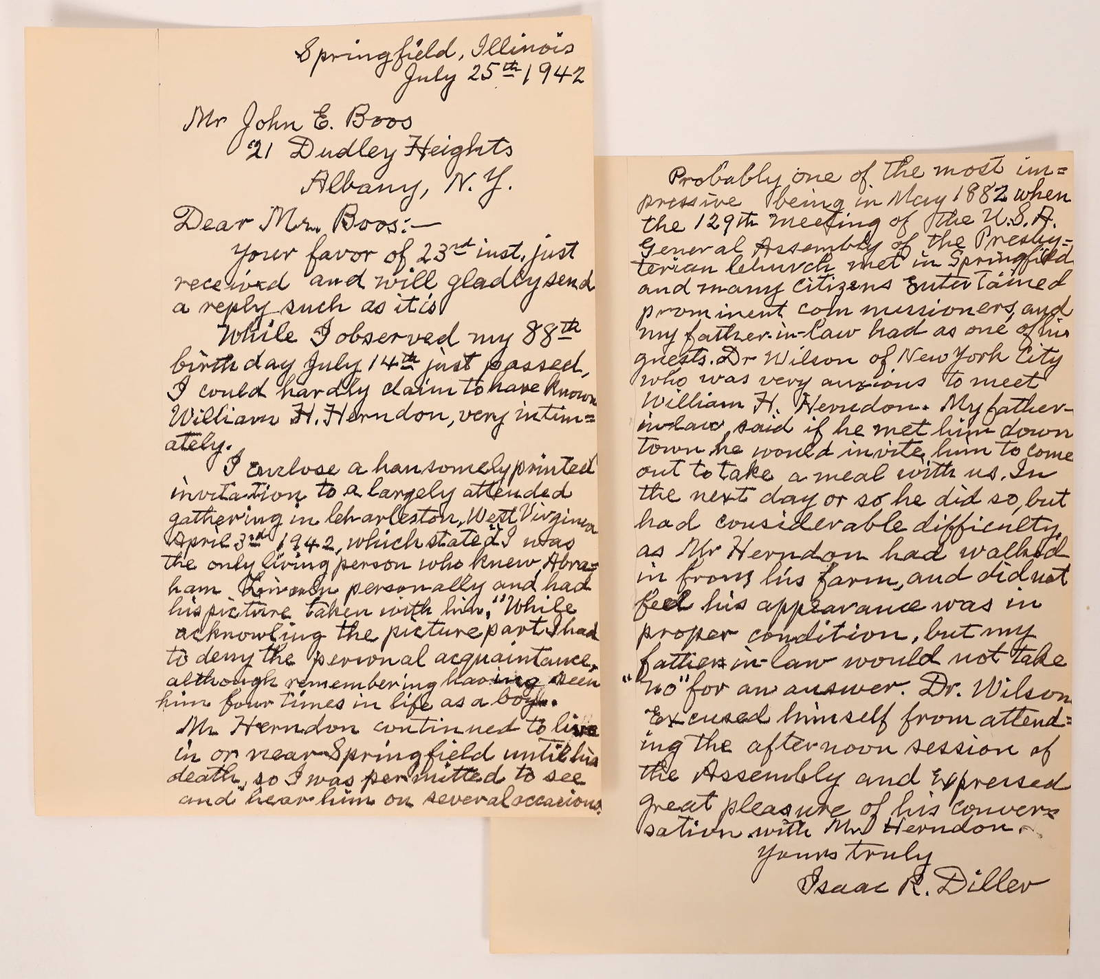 Lincoln: J. E. Boos Letter From Man Photographed With Lincoln [182504 ...