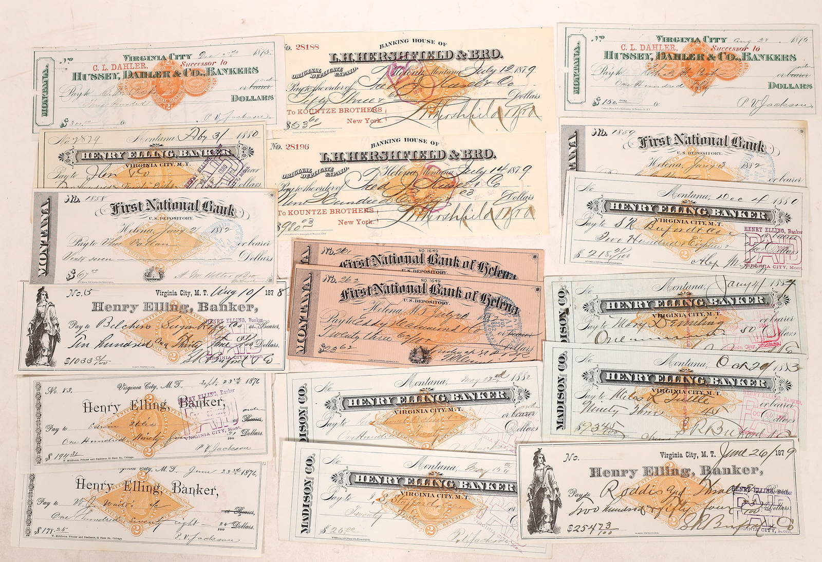 Embossed Revenue Stamped Checks (15) [178365] Auction