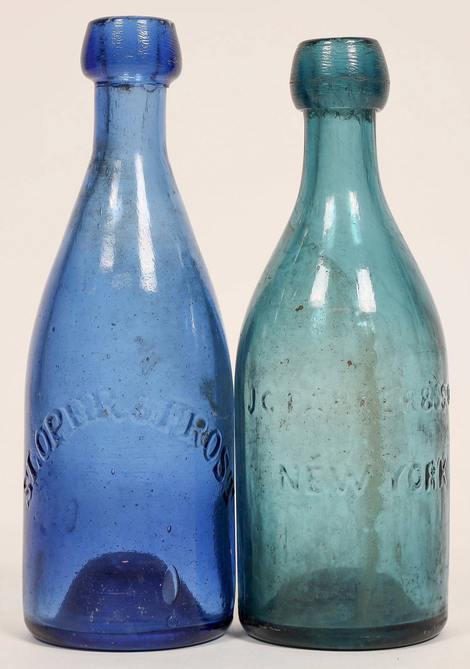 Eastern Cobalt Blue Blob Soda Pair [185135] Auction
