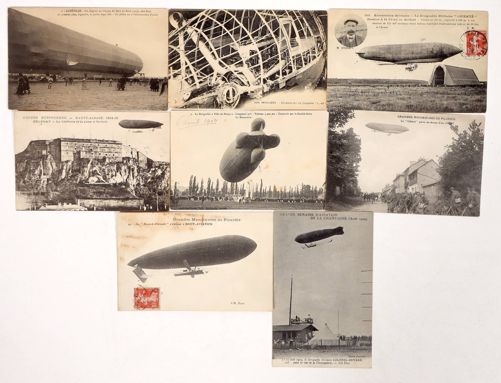 French Zeppelin & Dirigibles Postcards, 8, Rare [194818] Auction