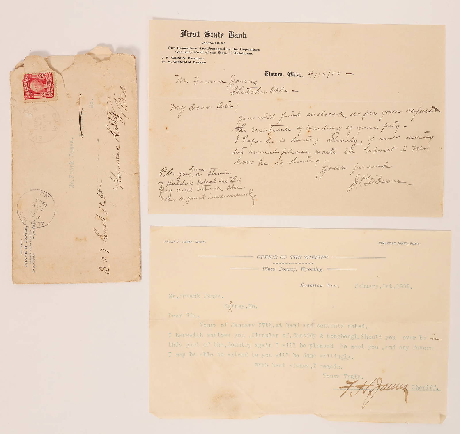 Outlaw Frank James Letters (2) 1910 [182469] - Aug 09, 2025 | Holabird ...