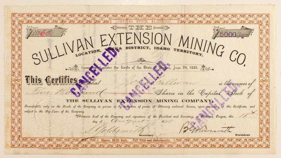 Sullivan Extension Mining Company, Idaho Territory
