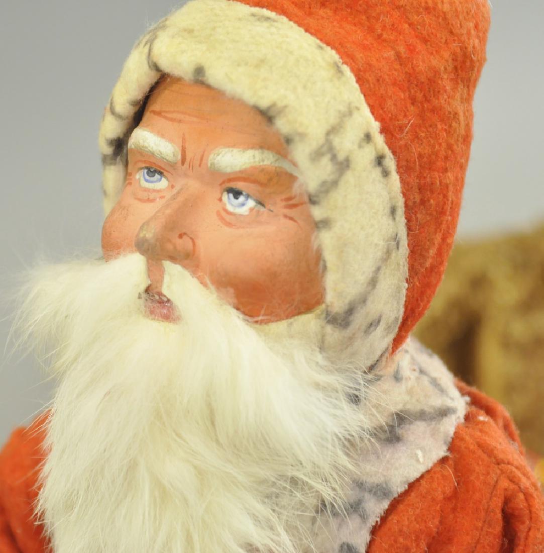 LARGE SANTA IN LOOFAH SLEIGH & TWO NODDING REINDEE