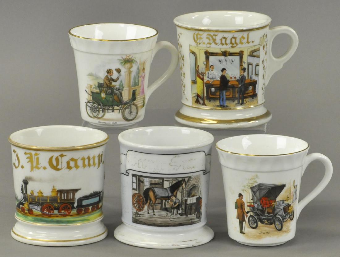 Group Of Five Occupational Shaving Mugs