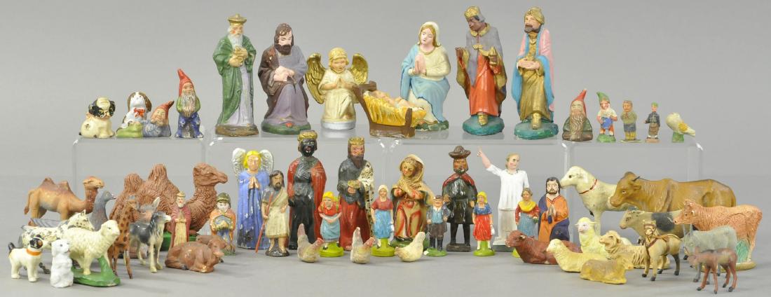 LARGE GROUPING OF CRECHE & PUTZ FIGURES