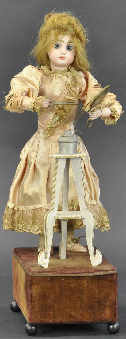 French Musical Automaton "girl Curling Her Hair"