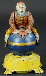 Clown On Globe Mechanical Bank