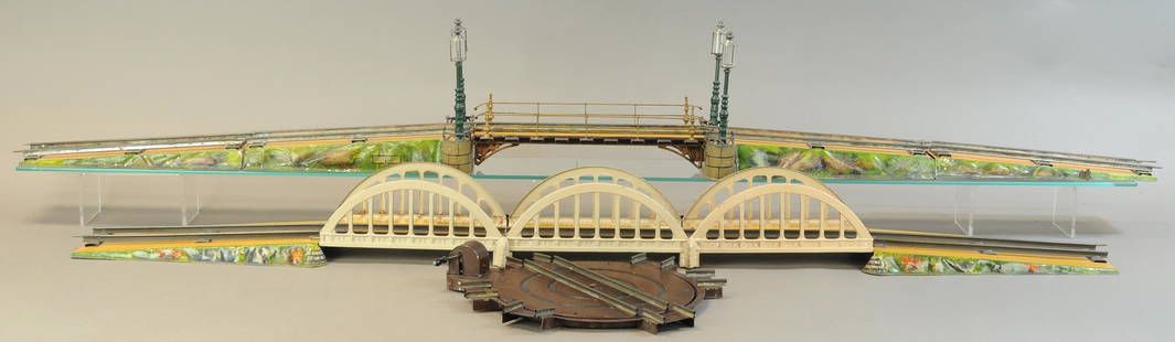 Rare Hand Painted Marklin 1 Gauge Clockwork Swing Bridge.