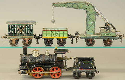 Early Marklin Locomotive And Freight Wagons