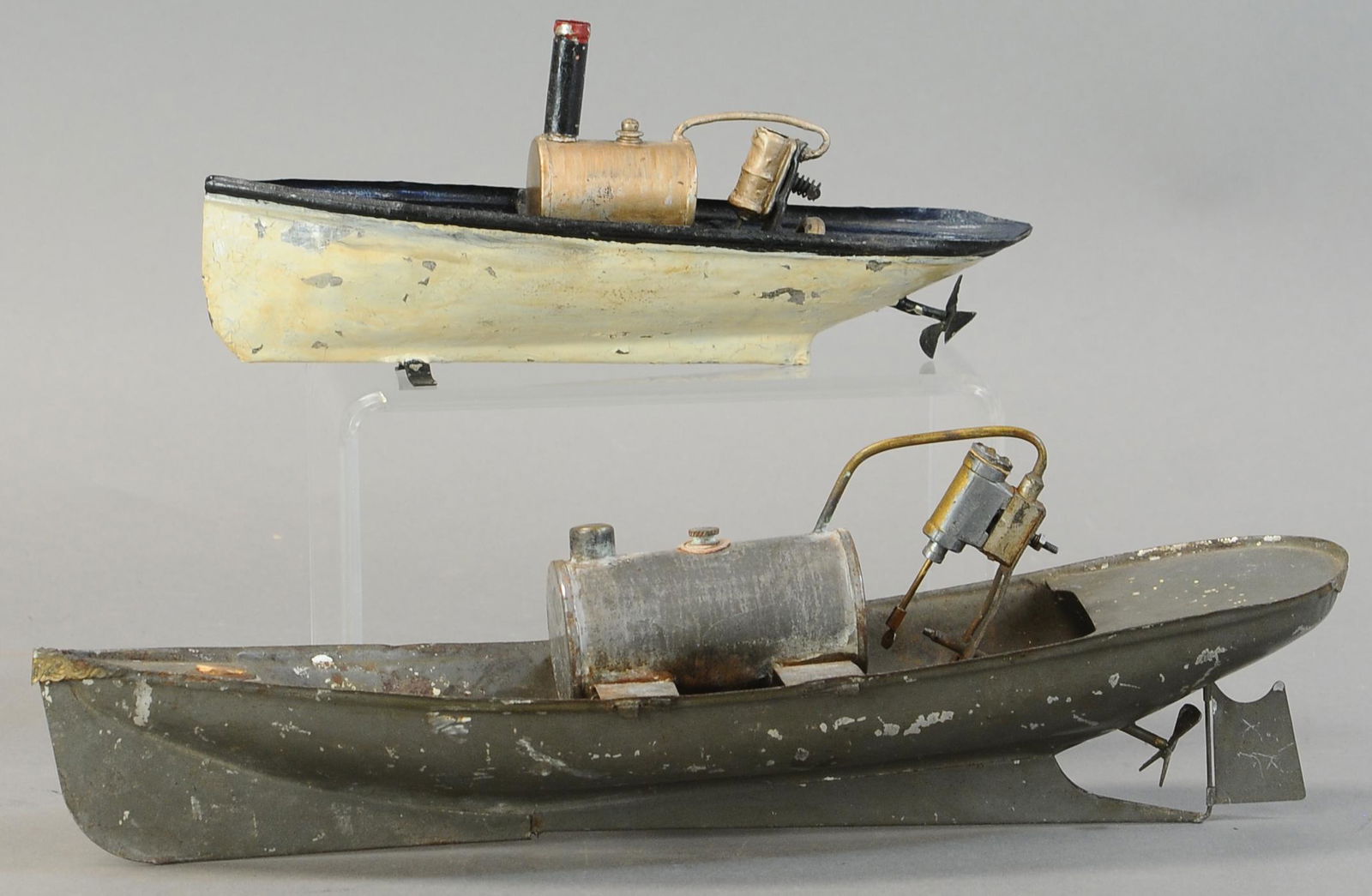 Two Early Live Steam Launch Boats