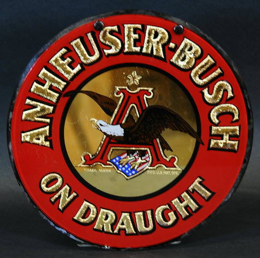 ANHEUSER-BUSCH REVERSE ON GLASS SIGN - May 20, 2022 | Bertoia Auctions in NJ