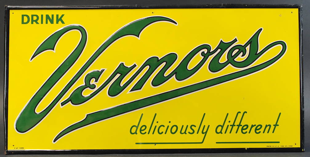Drink Vernors Embossed Tin Litho Sign