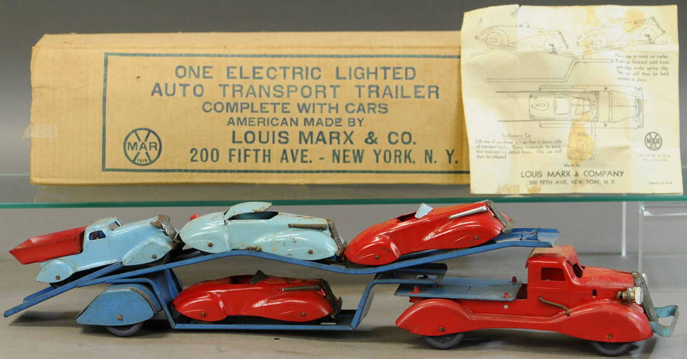 BOXED MARX AUTO TRANSPORT TRAILER W/ CARS (#0485) on Aug 04, 2022 ...