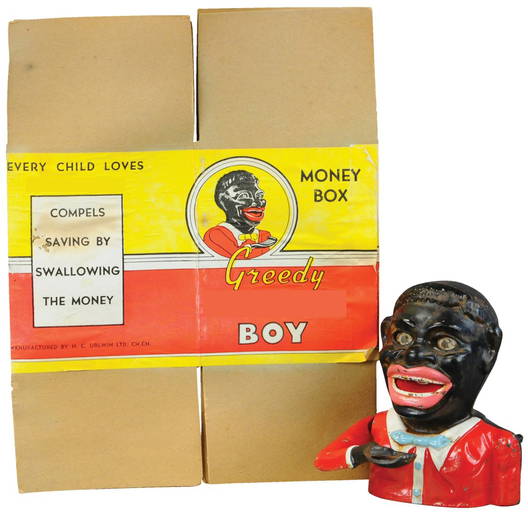 Boxed Greedy Boy Money Box Mechanical Bank