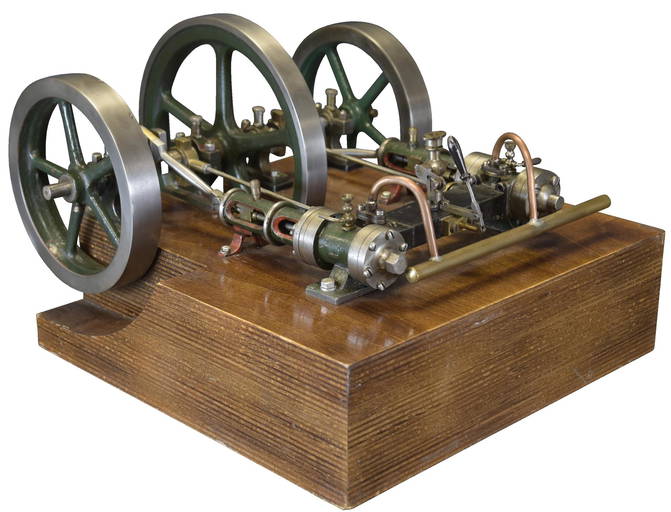 Dual Piston Steam Engine W/ 3 Flywheels